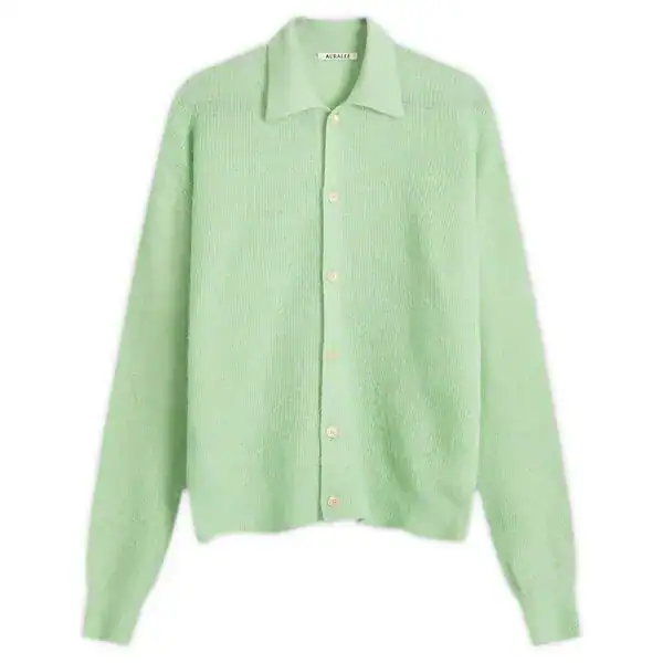 トップス AURALEE ALPACA WOOL CARDIGAN Auralee Alpaca Wool Cardigan In Light Green - 70% Off | Editorialist